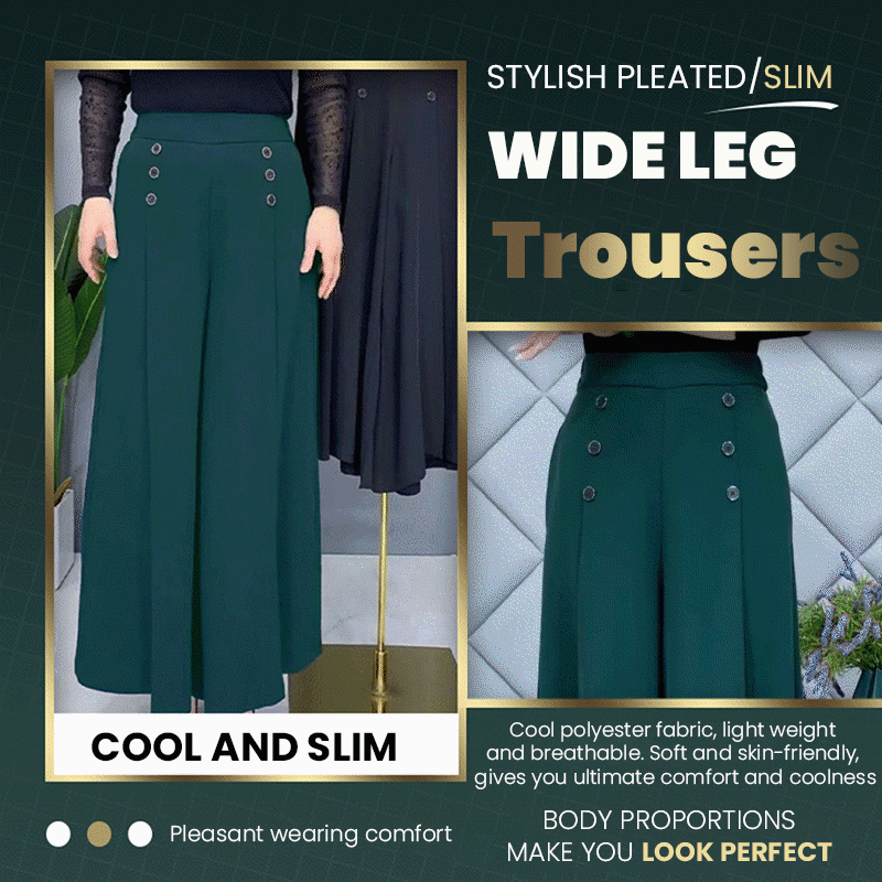 Cool And Slim, Stylish, Pleated Trousers With Wide Leg – Havegoods.uk